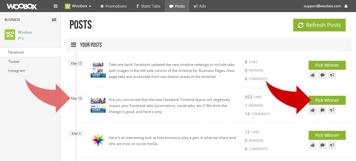 Picking a Winner from Facebook Posts – Woobox Help
